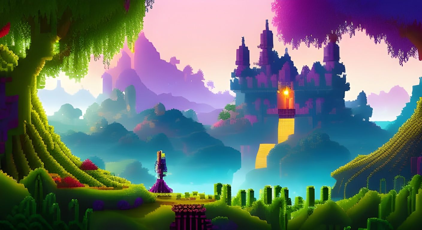 Pixelated Beautiful magical forgotten fairy forest covered in vines ...