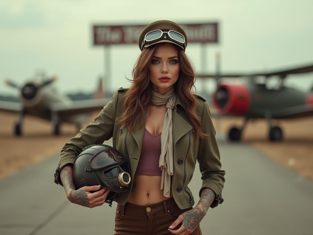1940's Aviator style Pinup style - Vintage Aviator Pinup Gir...