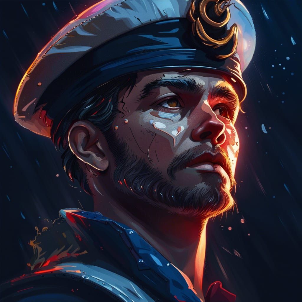 Sailor Portrait in Moonlight - Hyperrealistic Sailor Portrai...