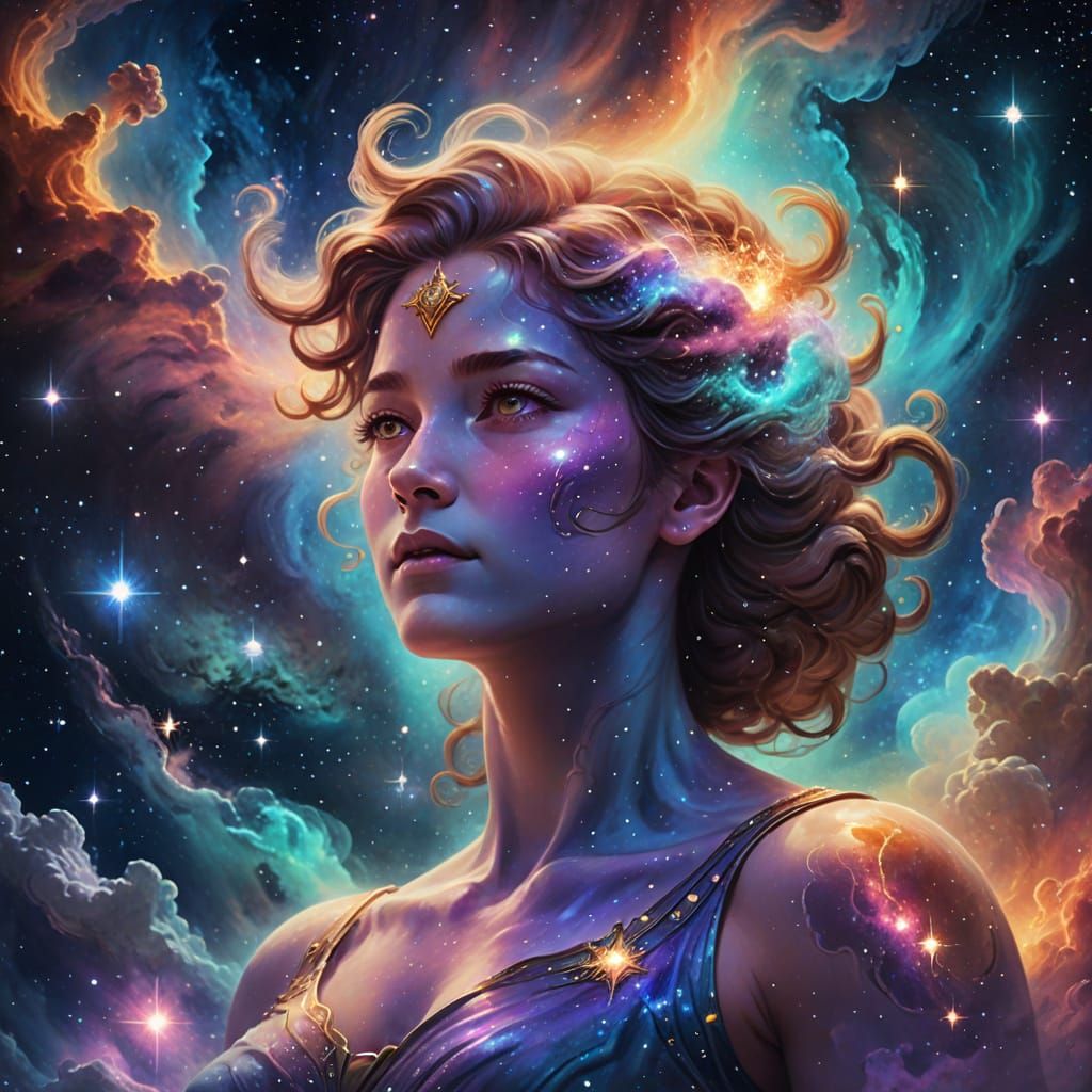 Nebula Goddess in Cosmic Glory - AI Art