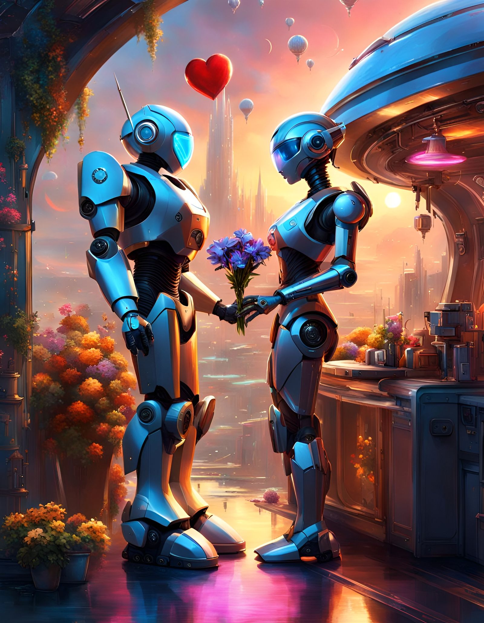 Robots in Love - A Sci-fi Romance - AI Generated Artwork - NightCafe ...