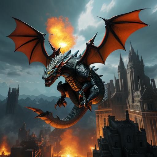 a mighty dragon deathwing, flying 4d render, flying beast - AI ...