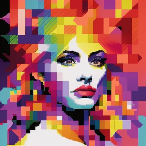 pixel art 8bit mixed media digital art digital illustration triadic ...