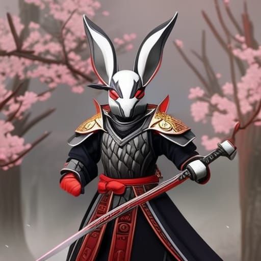 Sakura tree, sakura, samurai rabbit, sword, samurai armor, rabbit ...