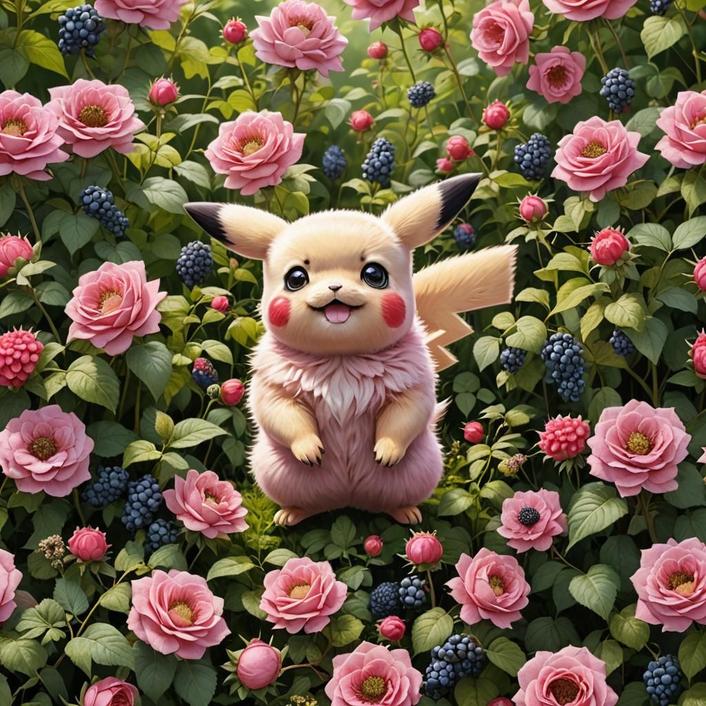 Pinkachu Rose&berries - AI Generated Artwork - NightCafe Creator