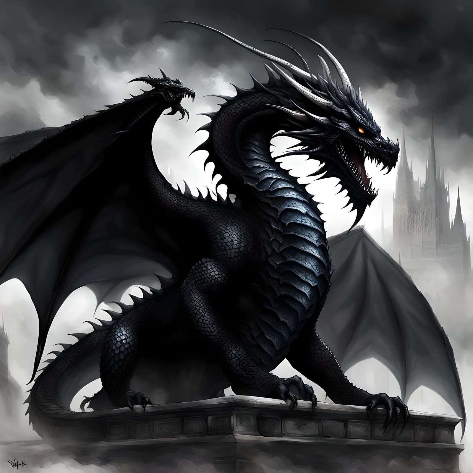 Tenebris, the Shadow Wyrm - AI Generated Artwork - NightCafe Creator