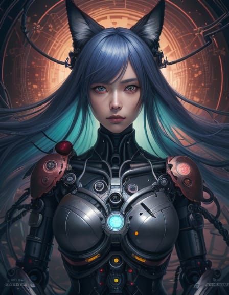 Gynoid. Kitsune. Anime art. Anime style art. Fantastic fantasy art. HQ ...
