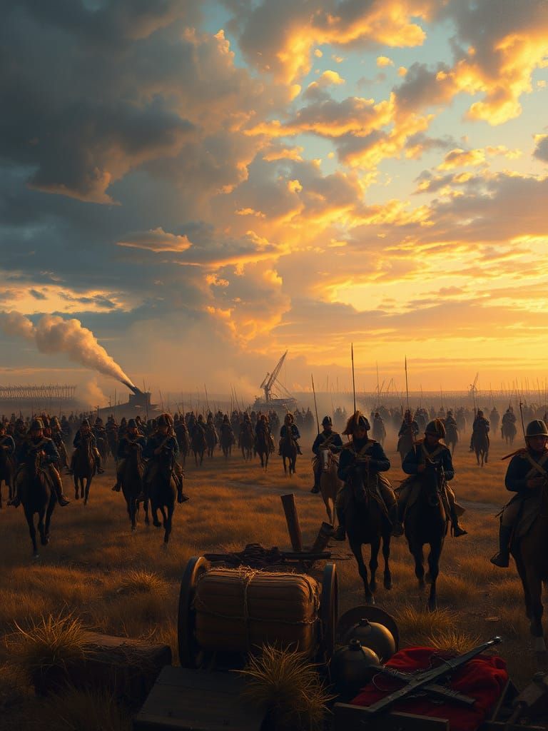 Napoleonic Wars - Napoleonic Battlefield at Dawn: Dramatic O...