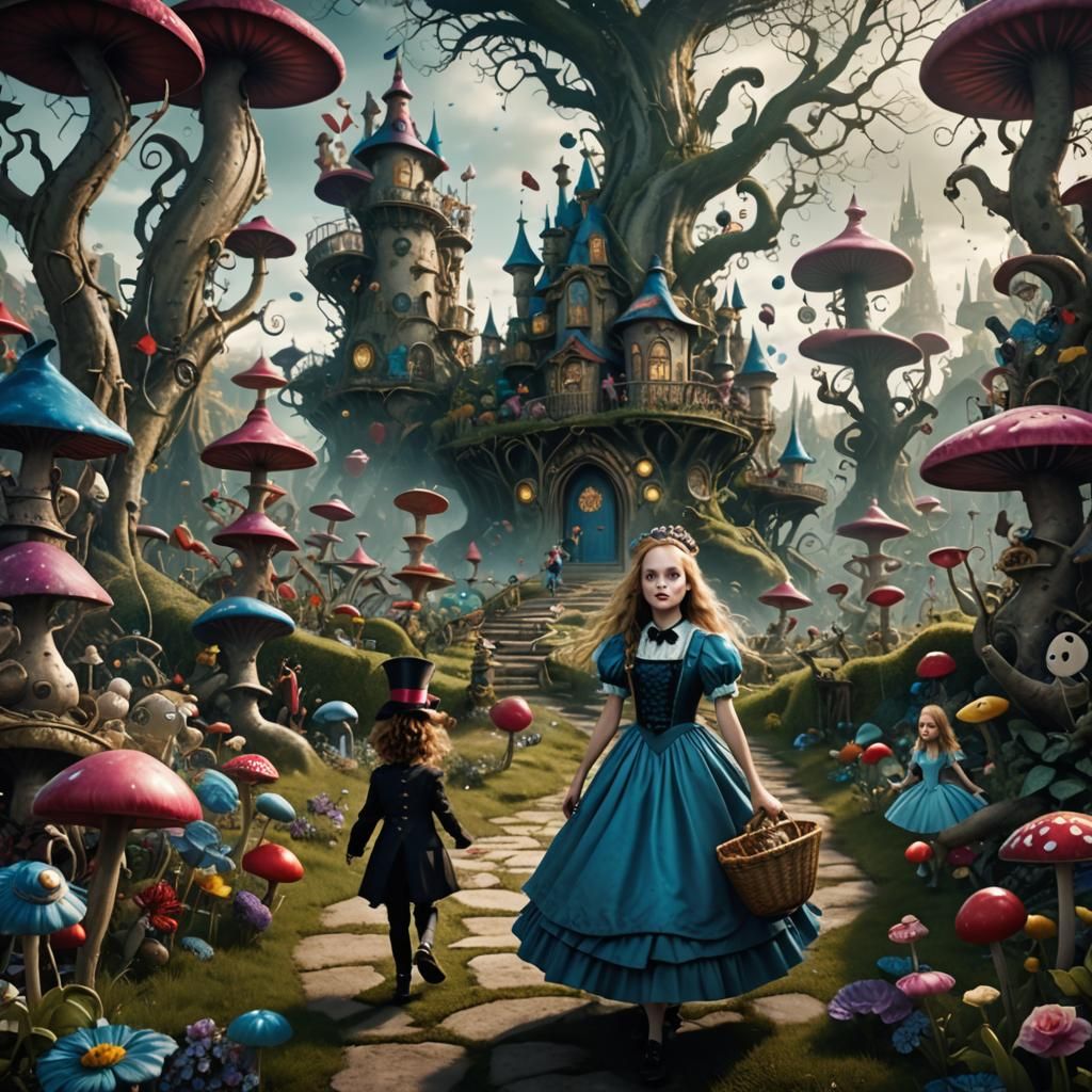 alice in wonderland in tim burton style - AI Generated Artwork ...