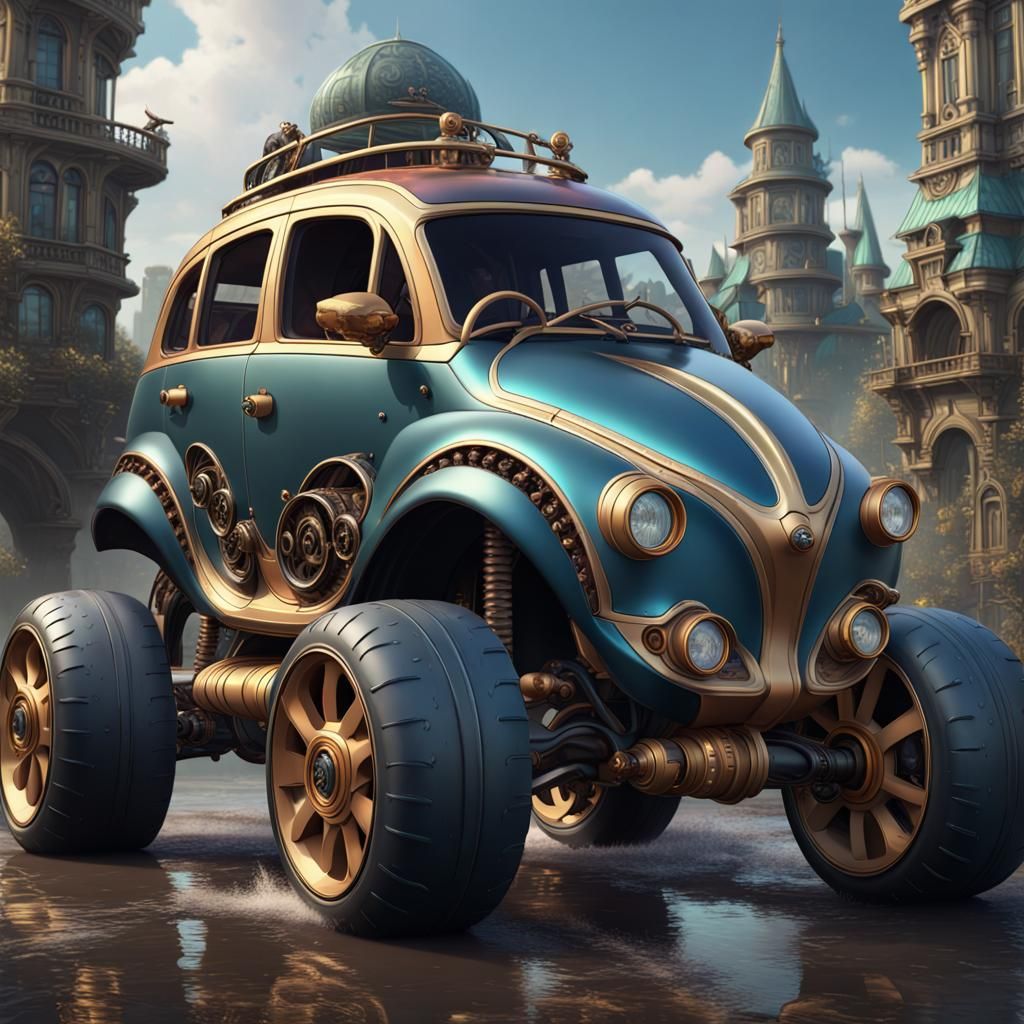 Cat-car biomorphism big wheels, fancy, detailed matte painting, deep ...