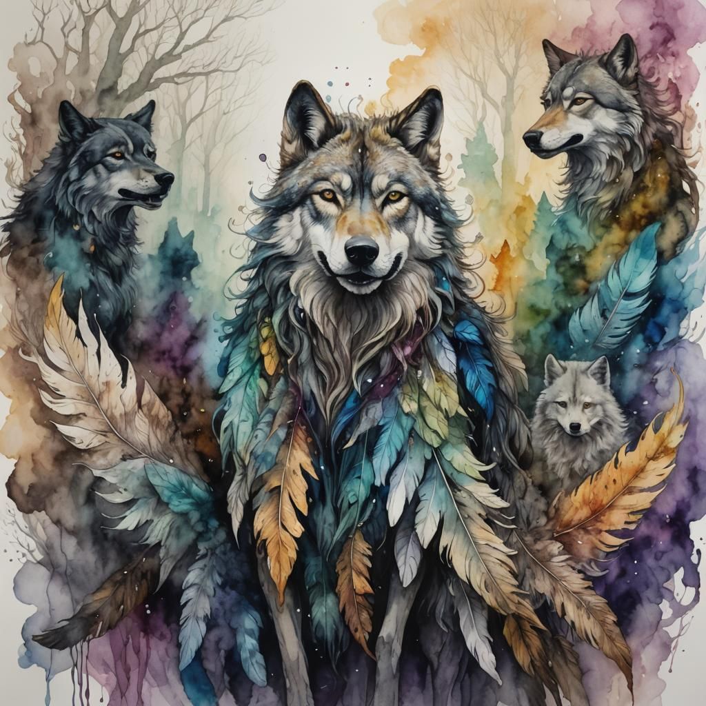 Intricately detailed alcohol ink illustration, A Spectral figure coming ...