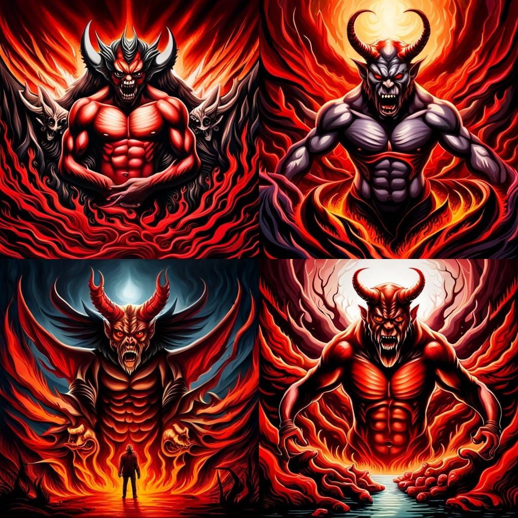 demon creature in hell, splash art, insanely detailed oil painting ...