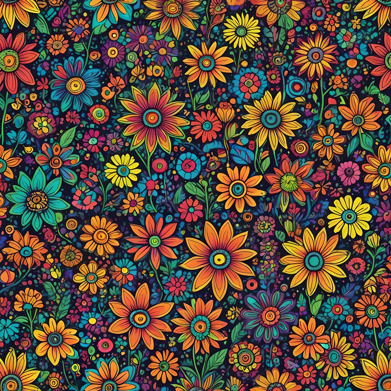 Trippy Flowers - AI Generated Artwork - NightCafe Creator