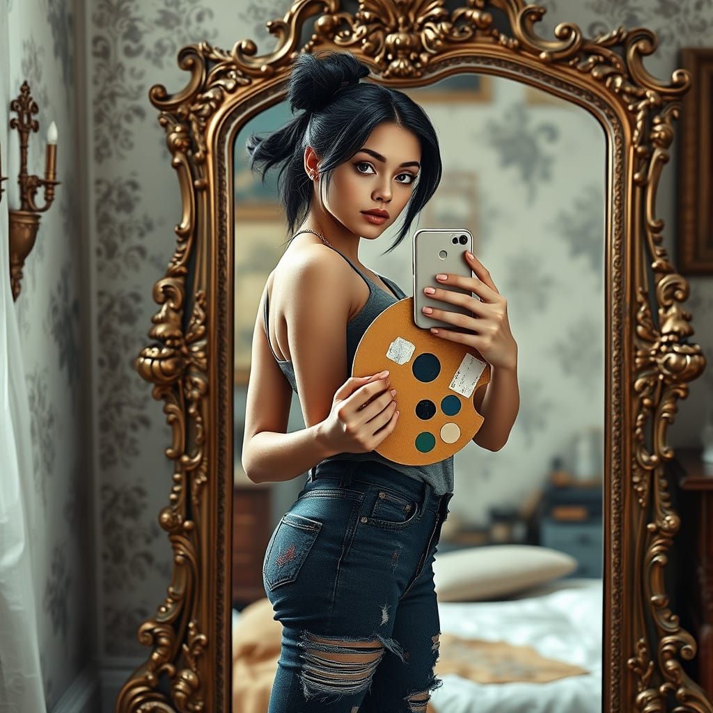 Petite French Artist Captivates with Inspired Self... - AI Art