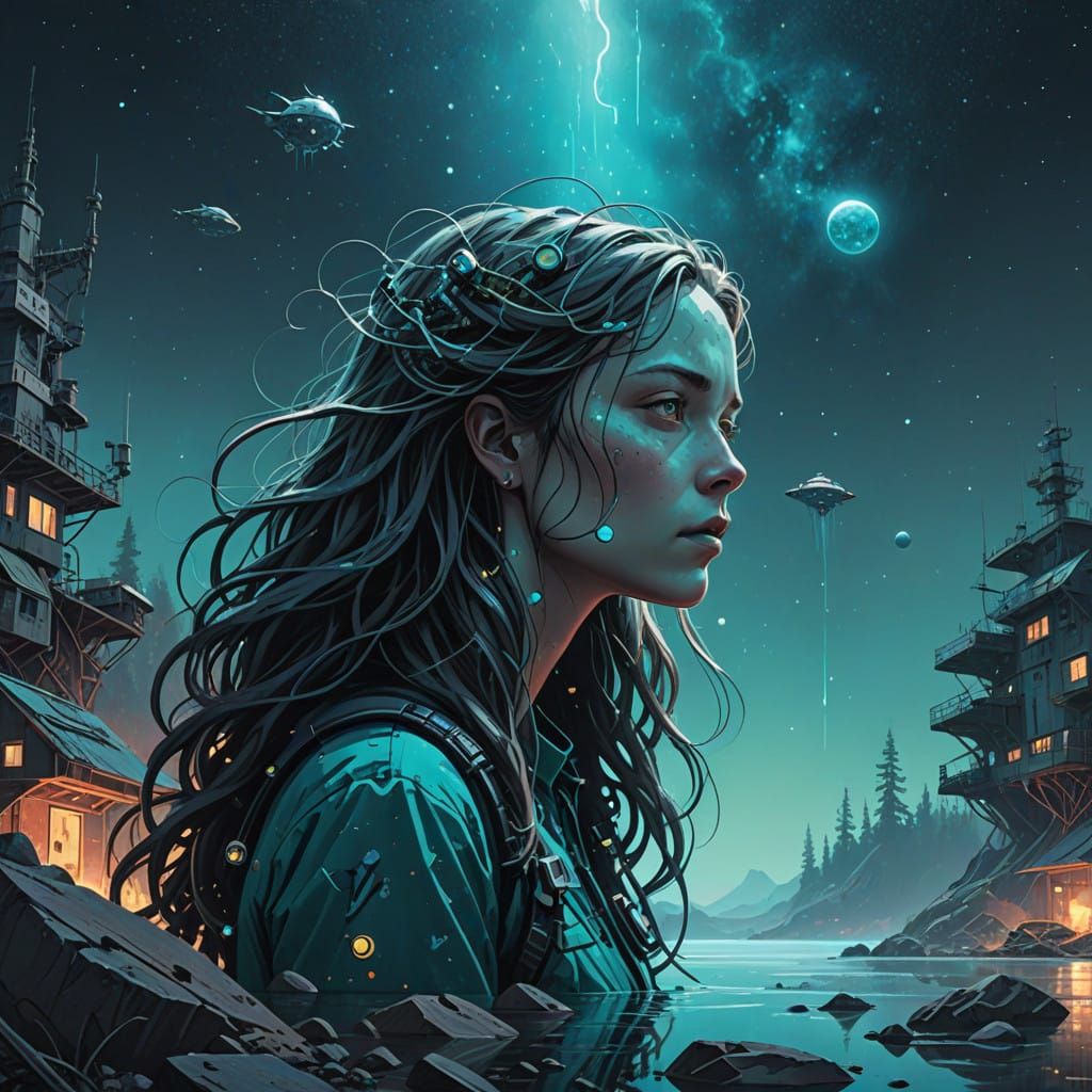 Cosmic mermaid - Ethereal Mermaid Goddess in Celestial Land...