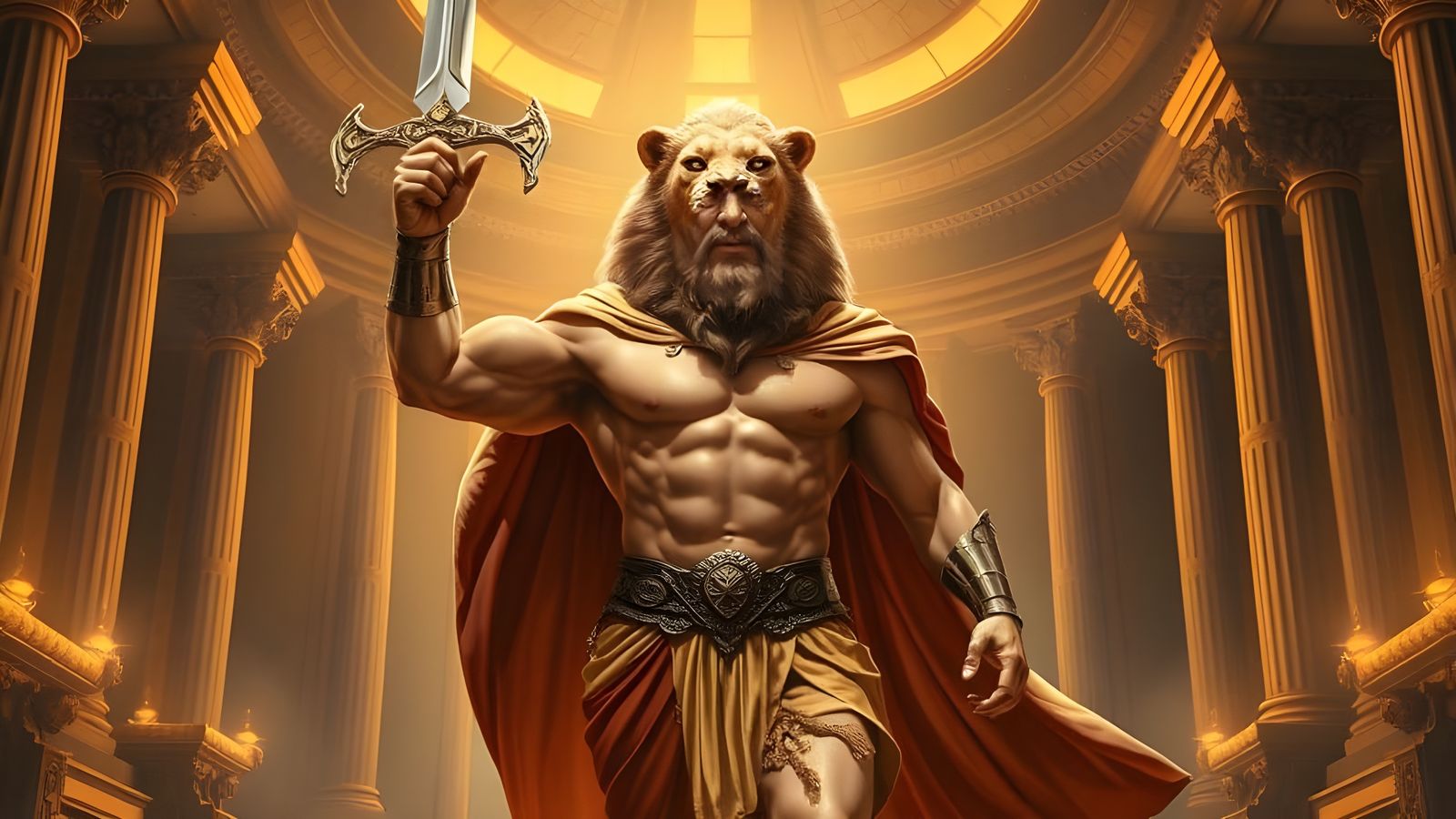 Heracles, wearing the lion's skin as cloak and lions head as a hat ...