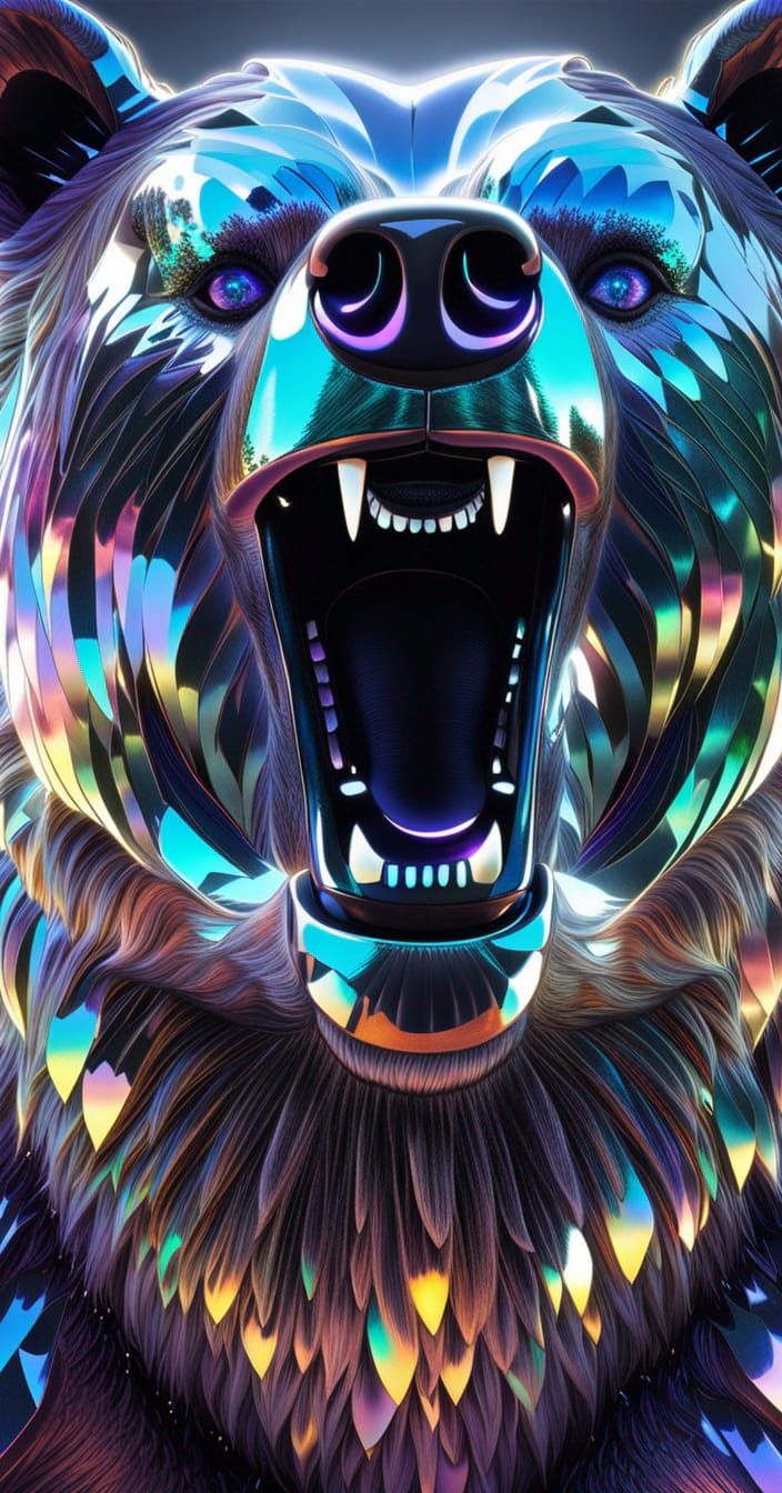 Sparkling obese obsidian Bear all reflecting a iridescent Opalescent ...