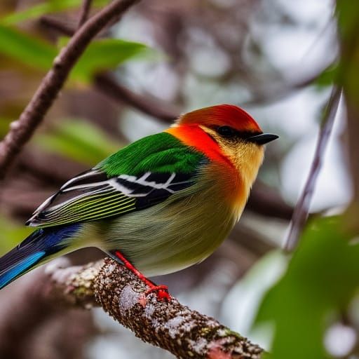 Cute puffed up bird sitting on a branch during winter, by Wadim Kashin ...