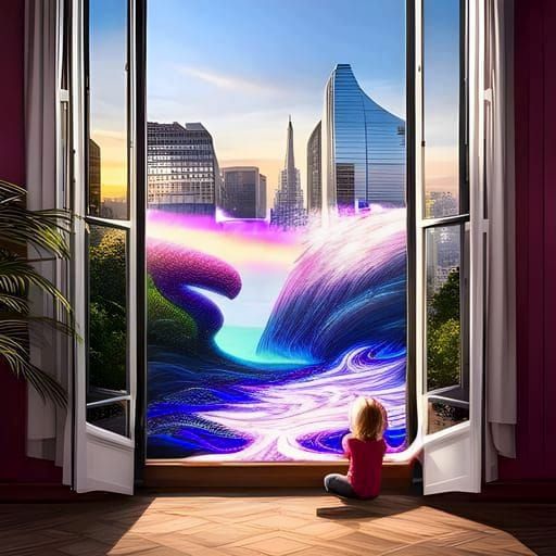 apocalyptic tidal wave, tsunami deep color contrasting colors gothic ...