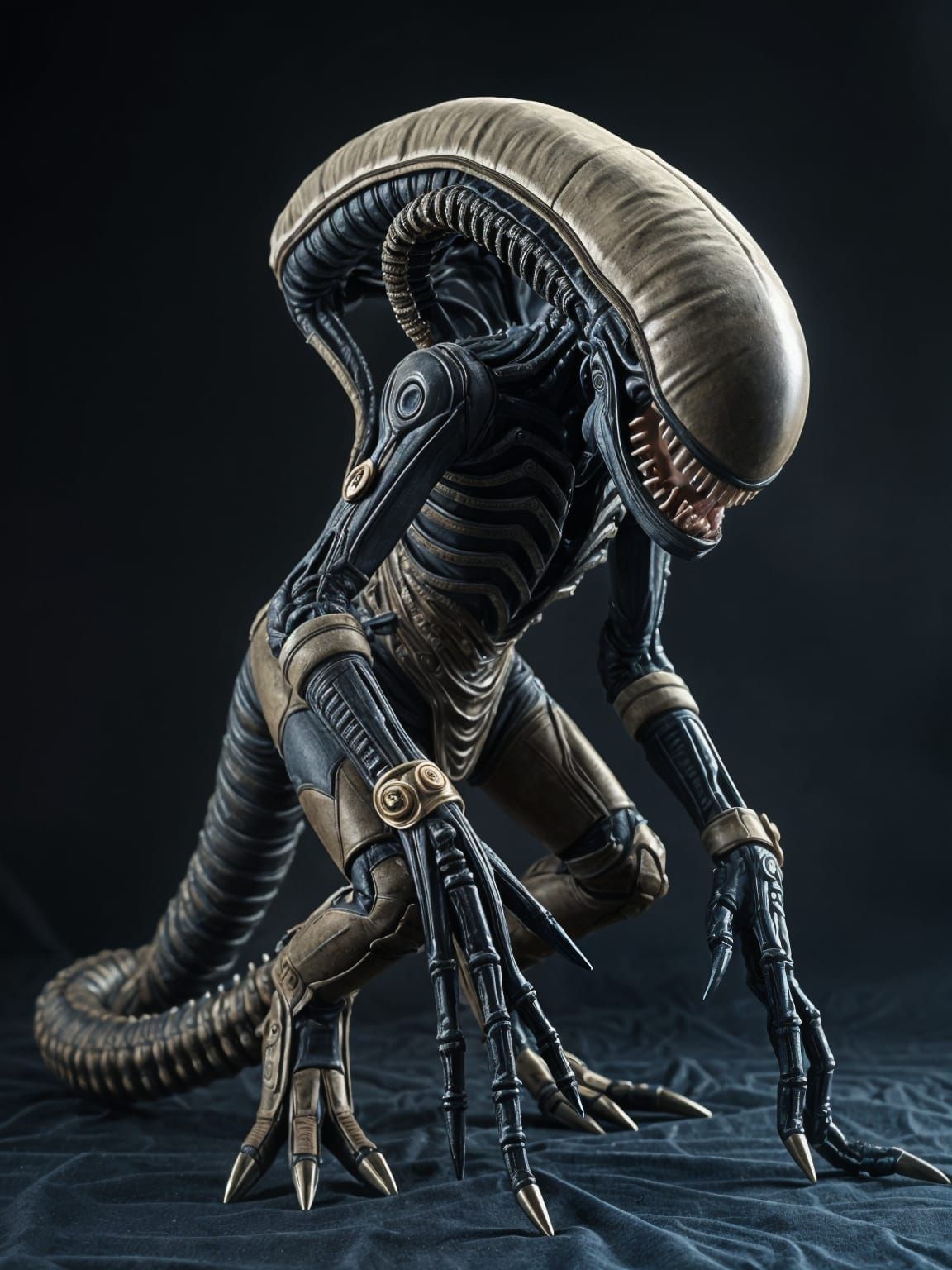 A Hand-Sewn Xenomorph Miniature - Surreal Biomechanical Fabr...