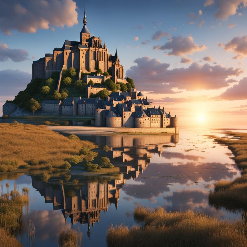 Mont saint-michel et la traversée de la baie - AI Generated Artwork ...