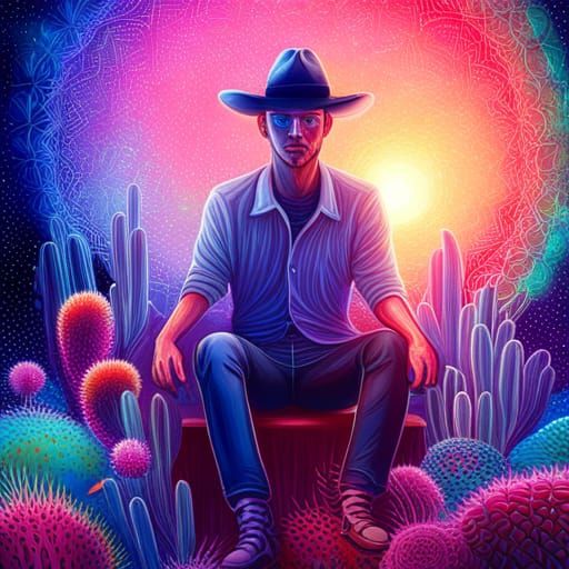 Psychedelic Cowboy - AI Generated Artwork - NightCafe Creator