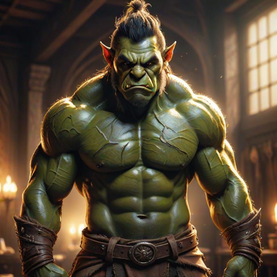 A muscular orc in home - A muscular orc in home