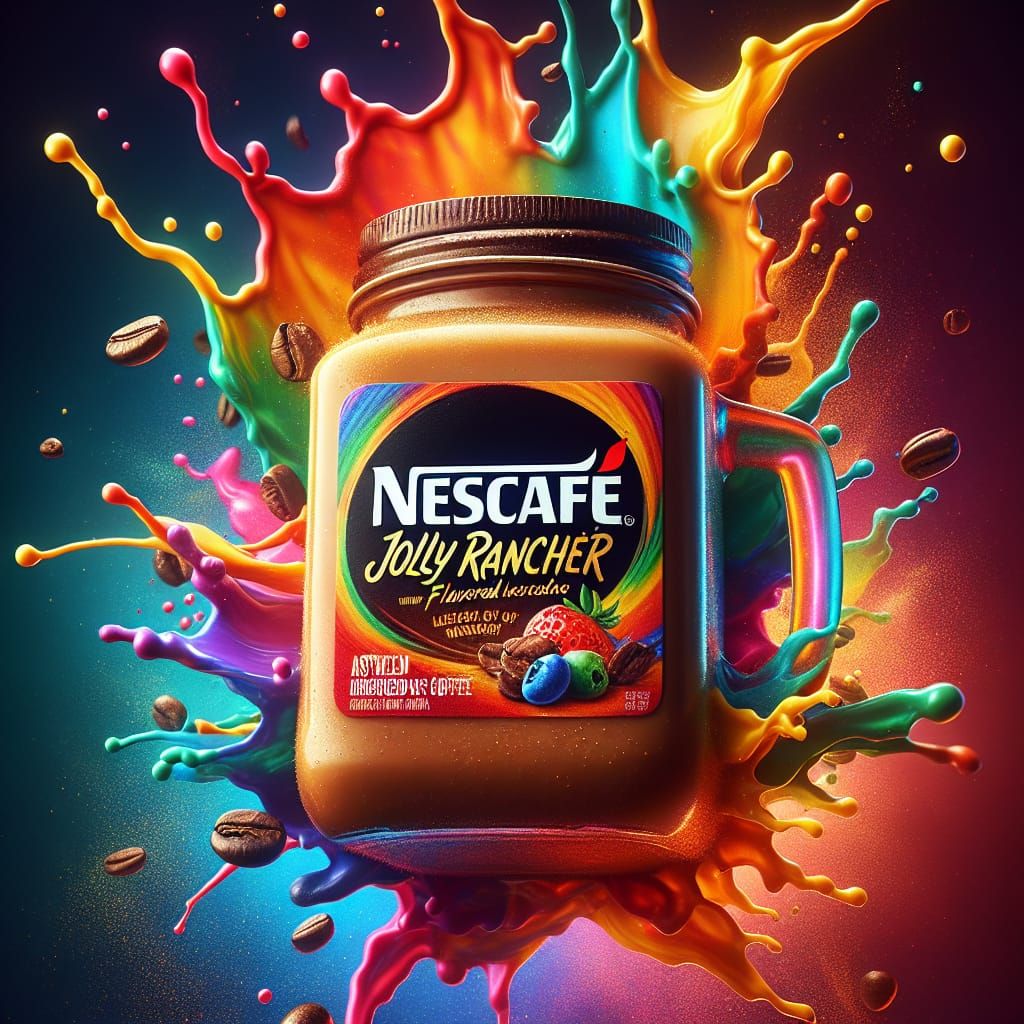 Realistic jolly rancher flavored nescafe jar of coffee - AI Generated ...