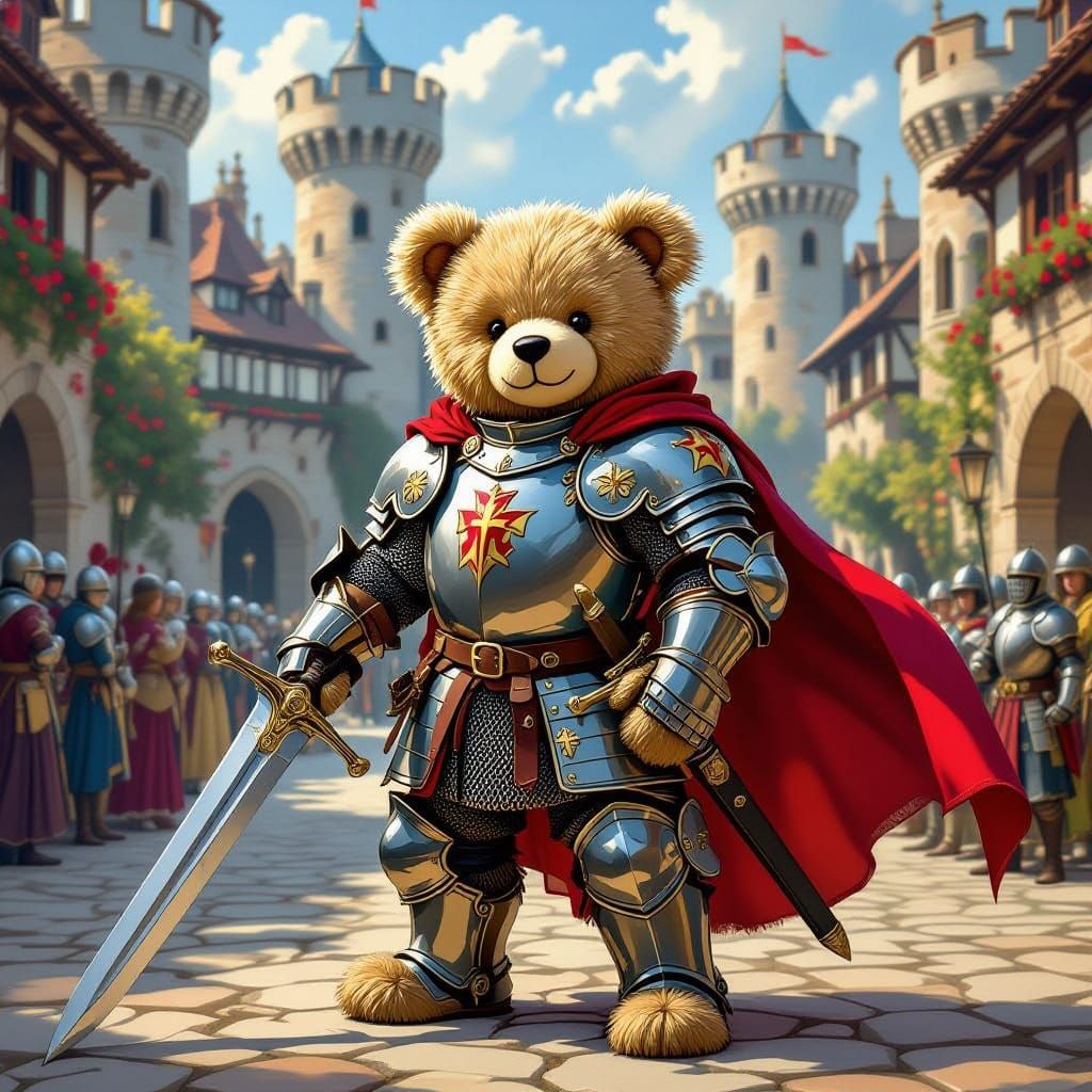 In honour of the King. - Teddy Bear Knight in Medieval Cast...