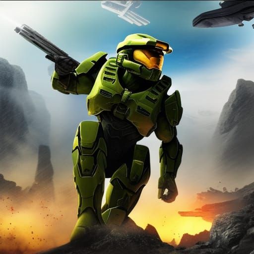 halo spartan fighting alien - AI Generated Artwork - NightCafe Creator