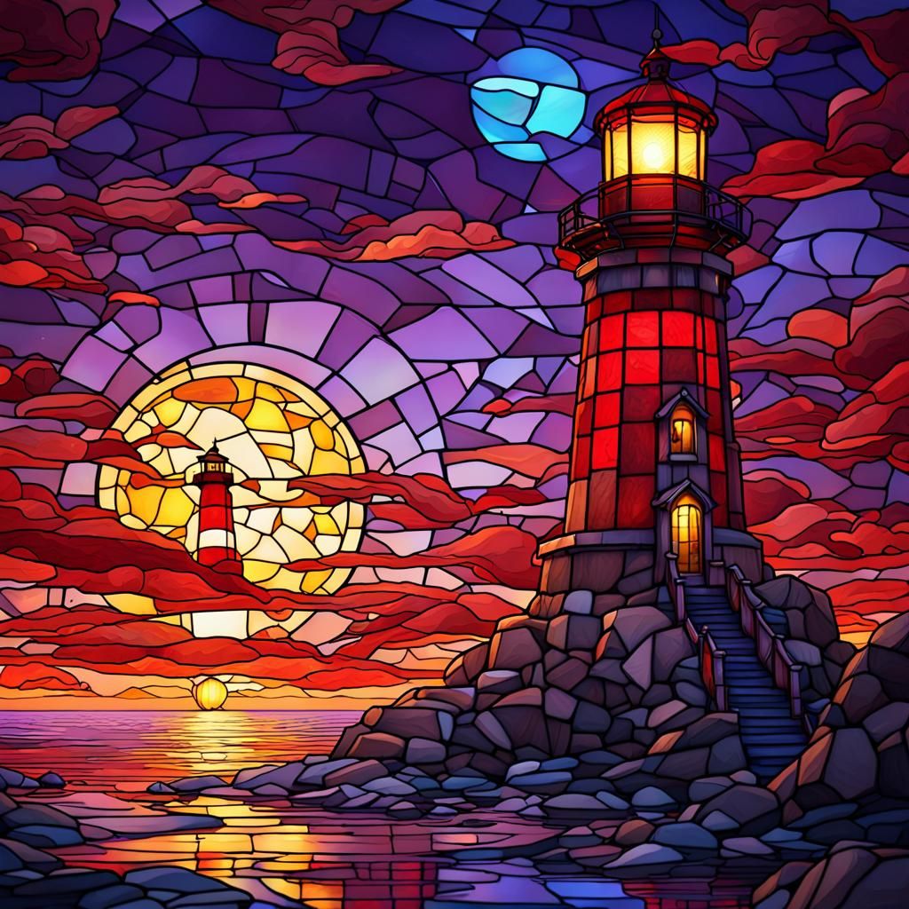 stained glass lighthouse . - AI Generated Artwork - NightCafe Creator