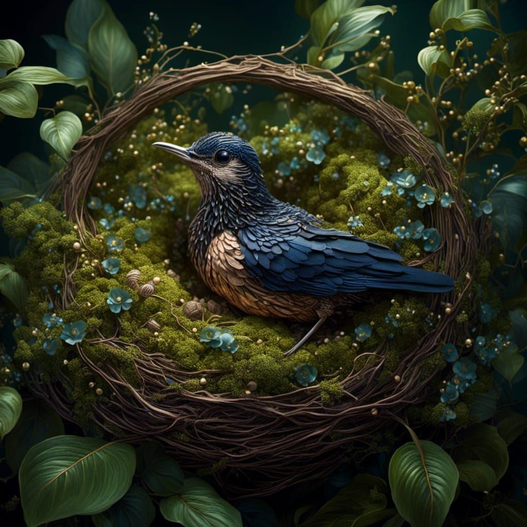 "hyper detailed bird in a nest" - AI Generated Artwork - NightCafe Creator