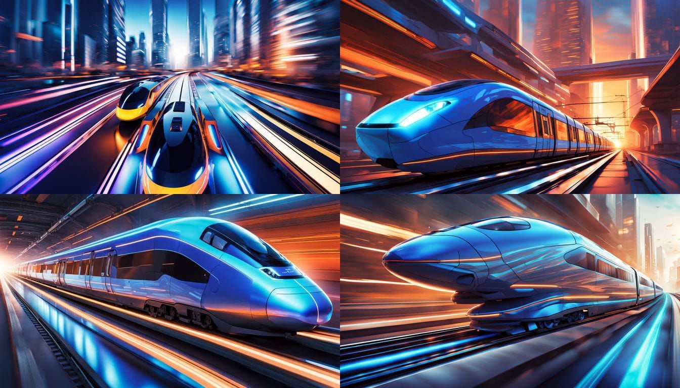 Hyper Speed Hover Train in Futuristic Landscape - AI Art