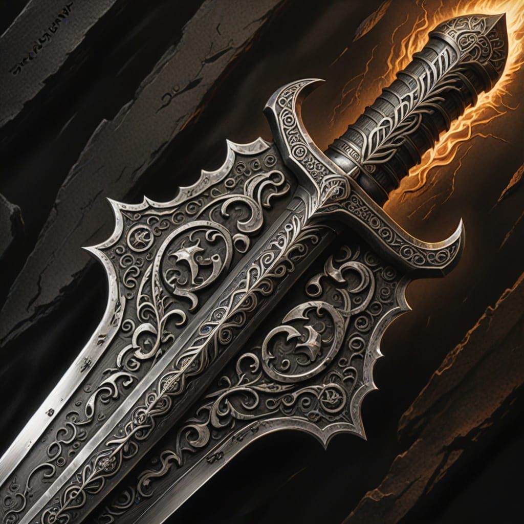 Sword of Elemental Forging in Charcoal Drawing - AI Art