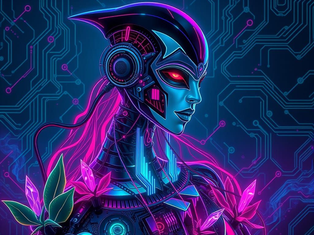 Cyberpunk Vampire Unites Quantum Realms with Fract... - AI Art