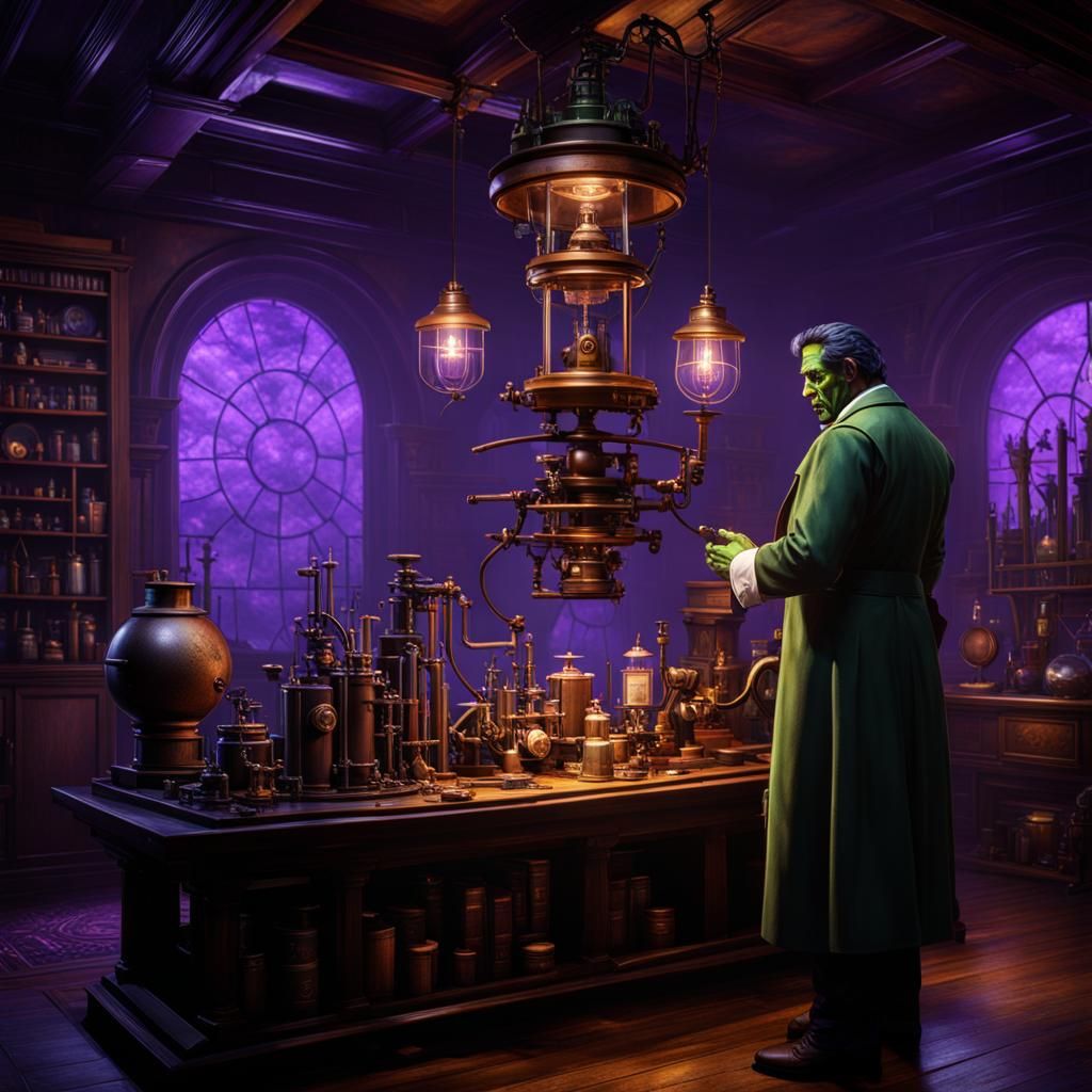 Frankenstein's Monster Plays in the Lab - AI Generated Artwork ...