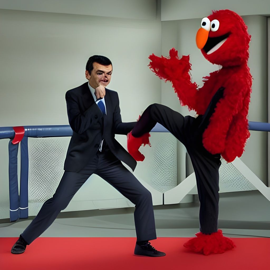 Mr. Bean versus Elmo in UFC octagon, brutal fight, Elmo overpowers ...