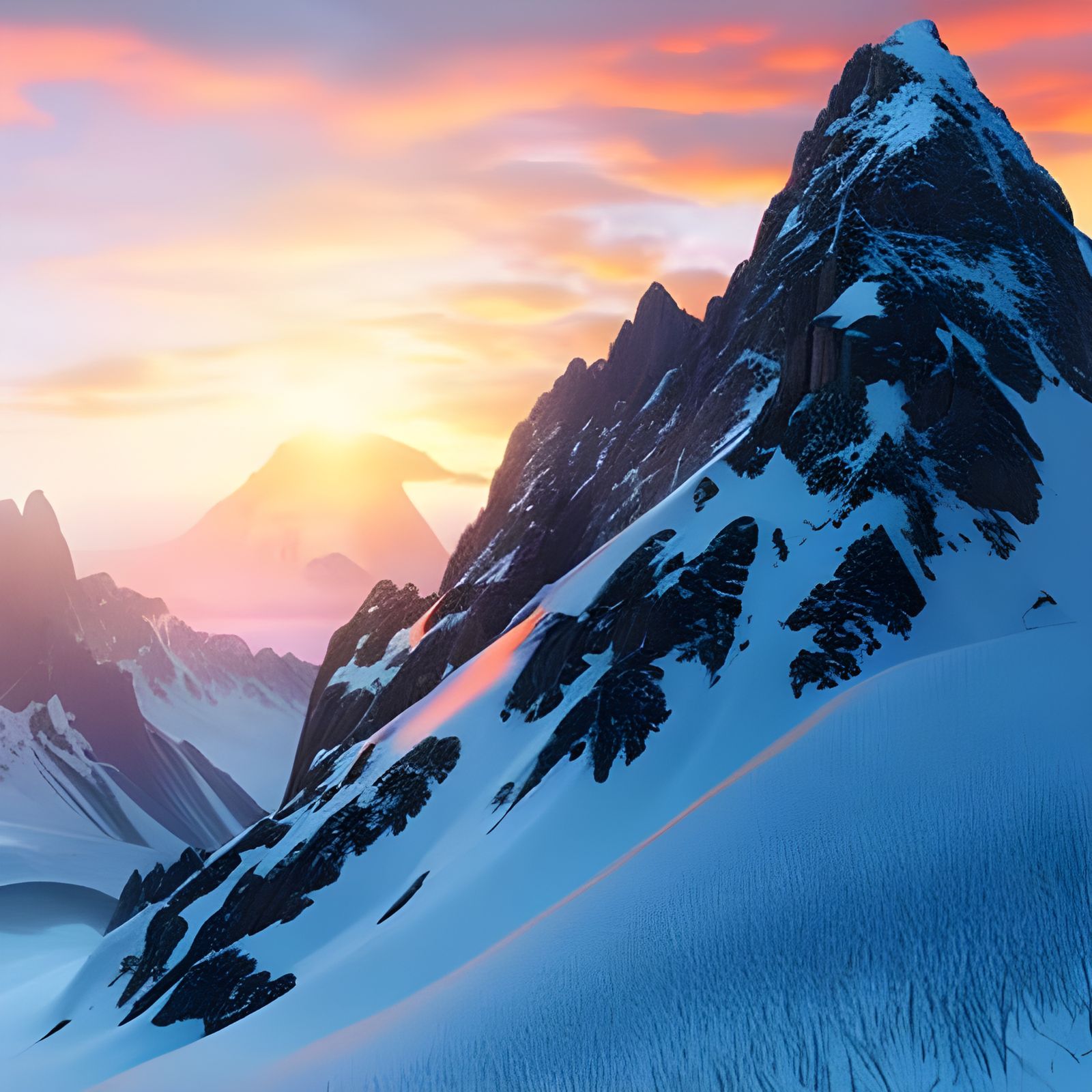 Snowy Mountain Peaks - AI Generated Artwork - NightCafe Creator