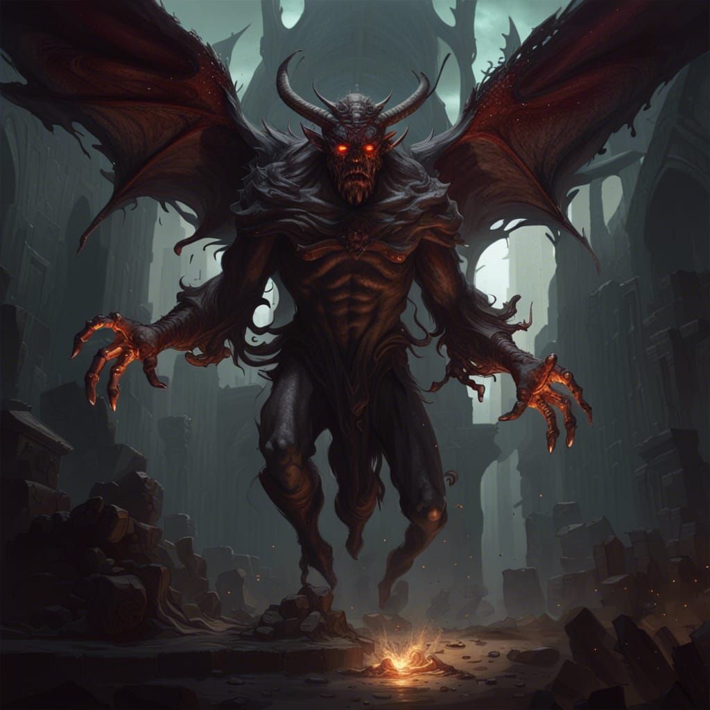 humanoid, monster, demon, blind, flying, sinister, a masterpiece, 8k ...