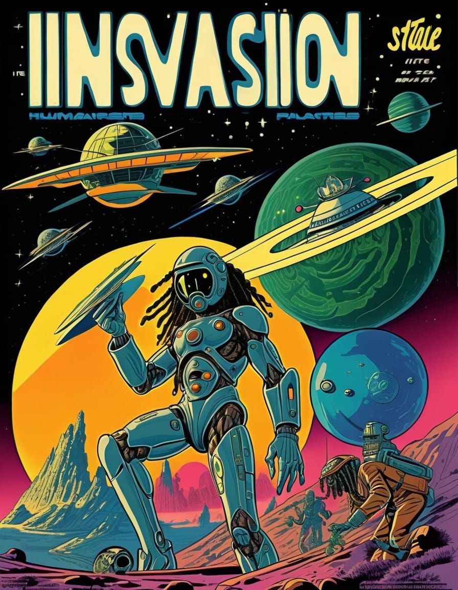 Humanoid Star Creatures in Retro-Futuristic Costum... - AI Art