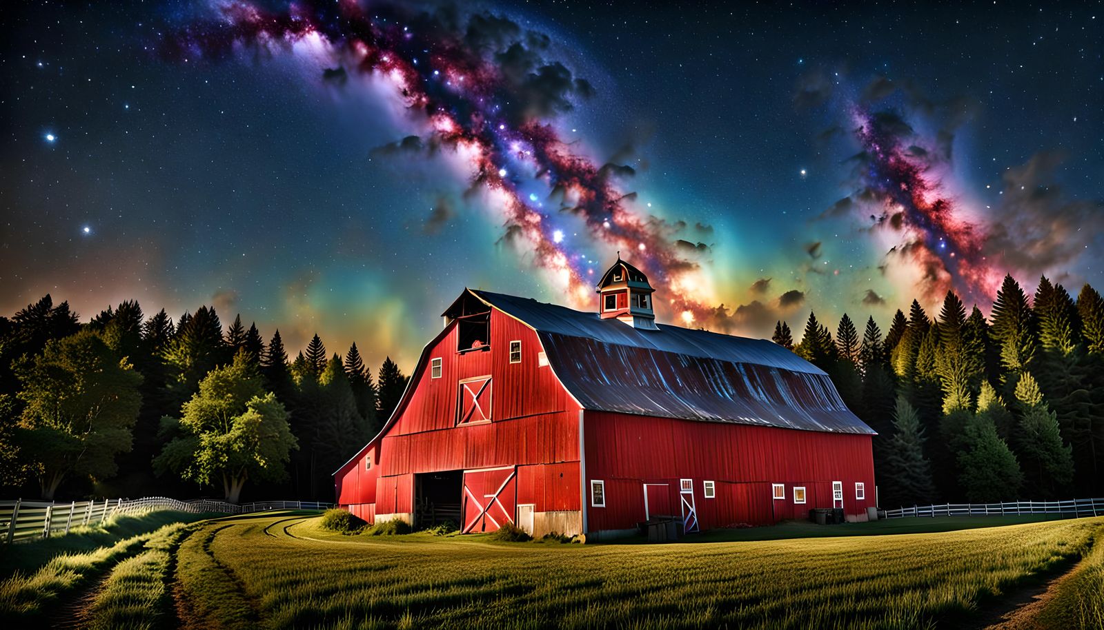 Starry night over the farm - AI Generated Artwork - NightCafe Creator