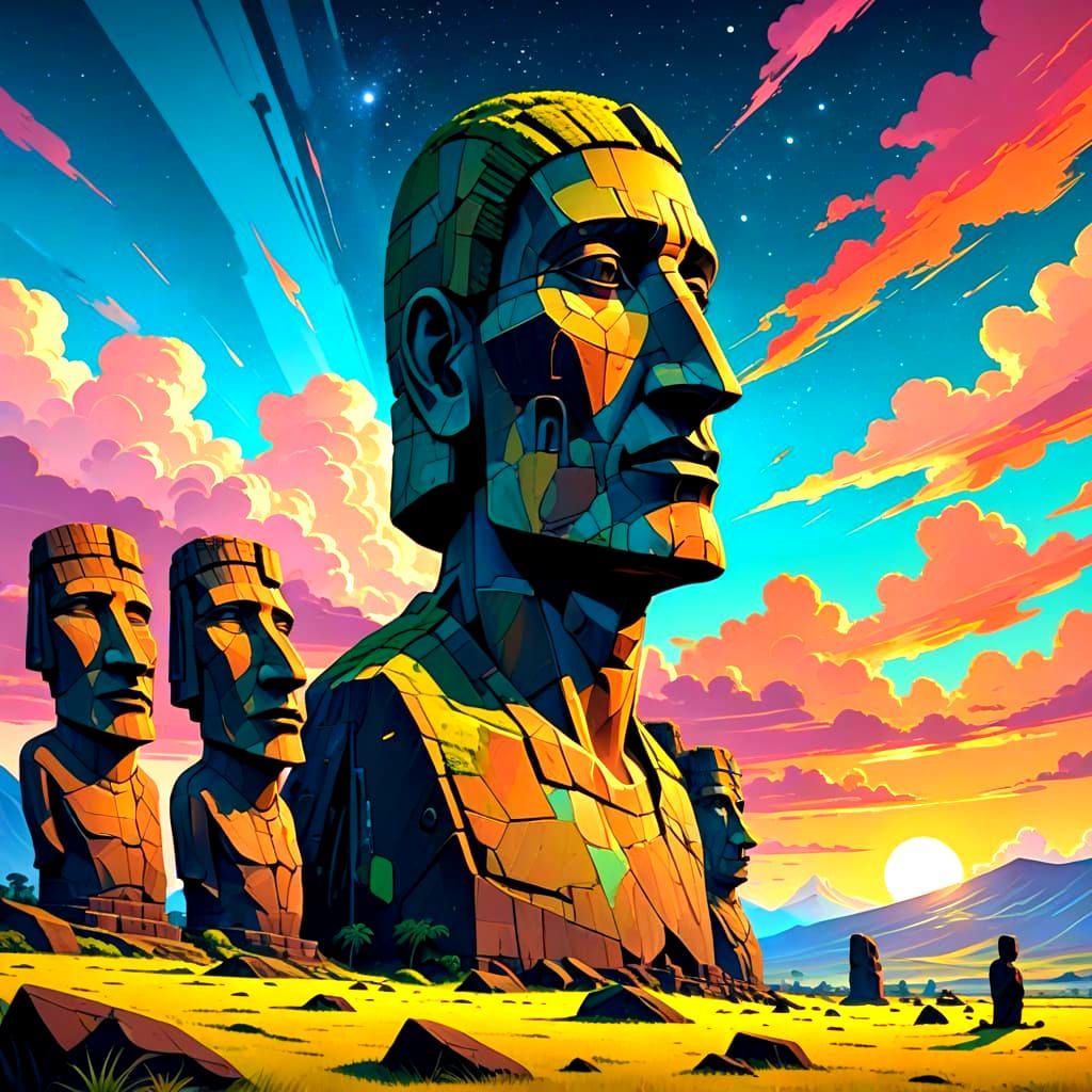 Epic Digital Pop Art Portrait in Triadic Colors - AI Art