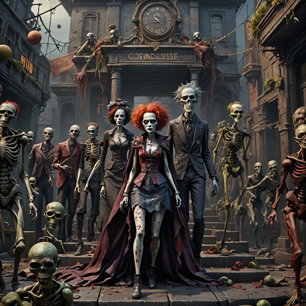 Zombies Fashion Show podium spectacular and realistic, surreal, Tim ...