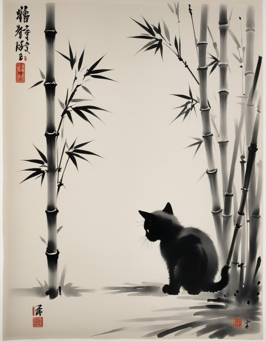 Sumi-e kitten - AI Generated Artwork - NightCafe Creator