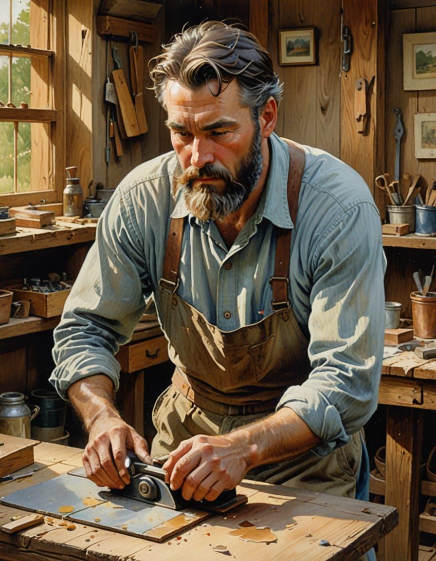 Handsome Man ² - Handsome Woodworker in Warm Light