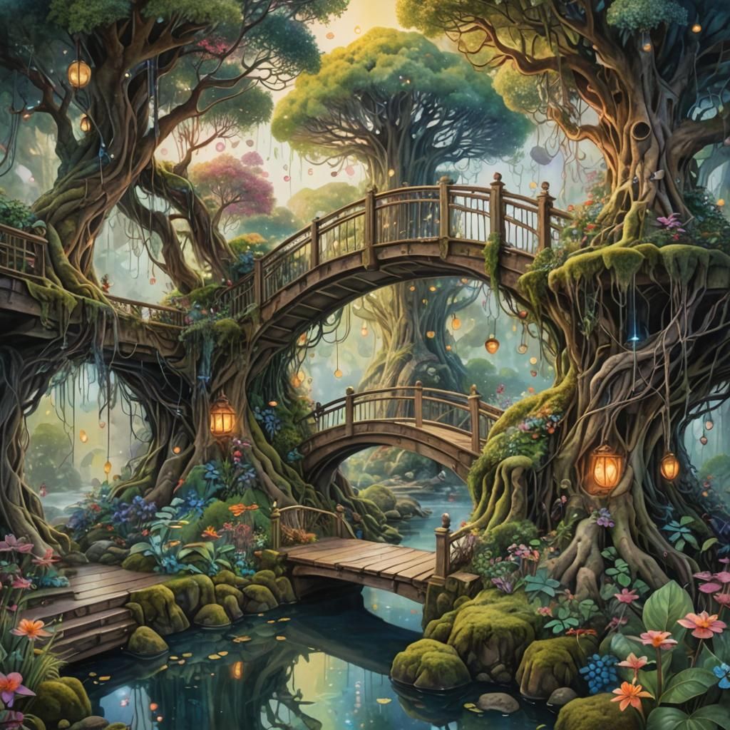 The Wooden Bridge - AI Generated Artwork - NightCafe Creator
