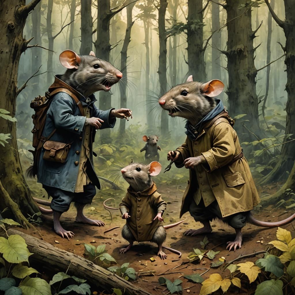 Rat Chat in the Woods - AI Generated Artwork - NightCafe Creator