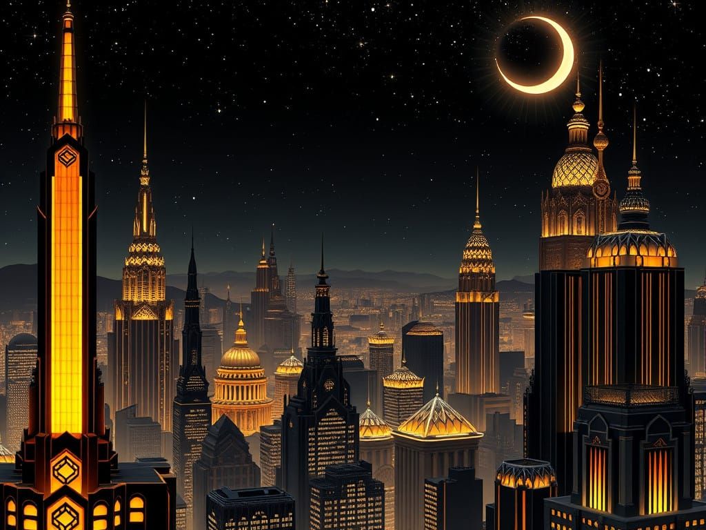 Black and gold Art Deco metropolis - Art Deco Metropolis at ...