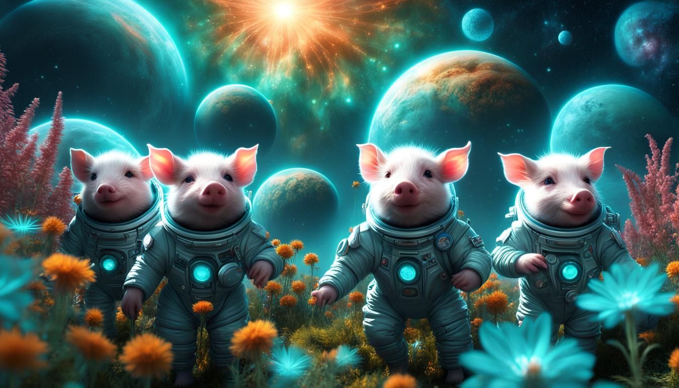 EXPLORING OKI • XX • TURQUOISE MOONS — Space Piglet Mission • Voyage to Planet Oki - AI ...