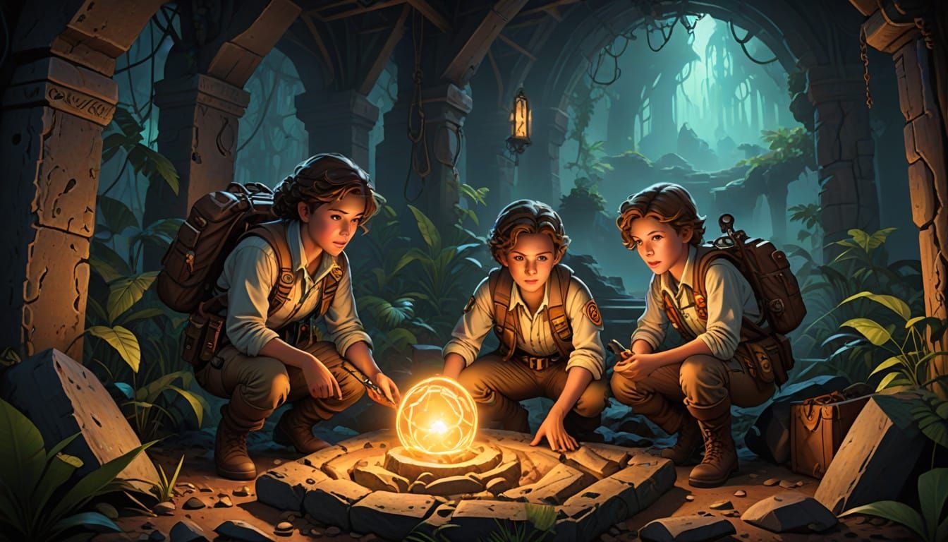 Bold Explorers Discover a Lost Relic - AI Art